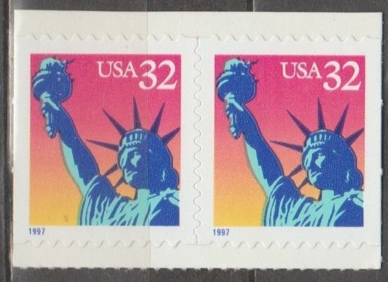 3122E, Pair, "Statue of Liberty" MNH, .32 cent (Die Cut 11.5 X11.8)-d ...