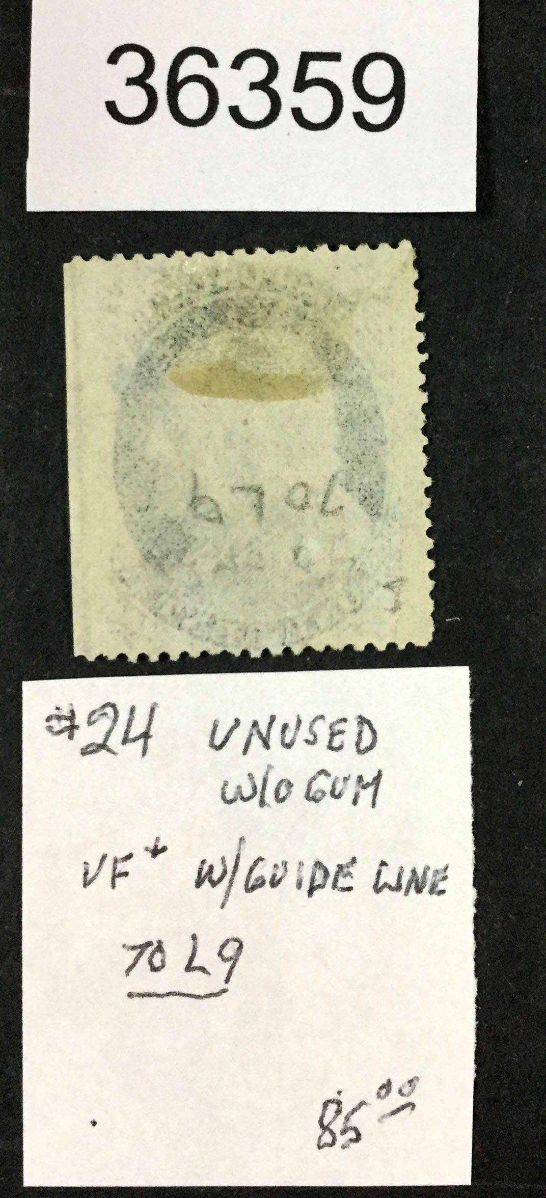 US Stamps #24 Unused NO GUM EX. Richard Champagne Stock LOT #36359 ...