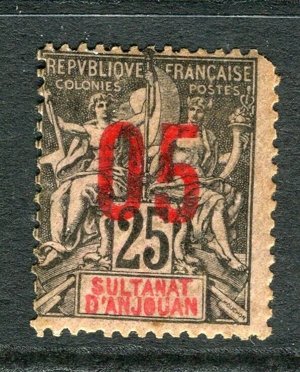FRENCH COLONIES; Early 1900s D'Anjouan surcharged issue ' 05/25c ...