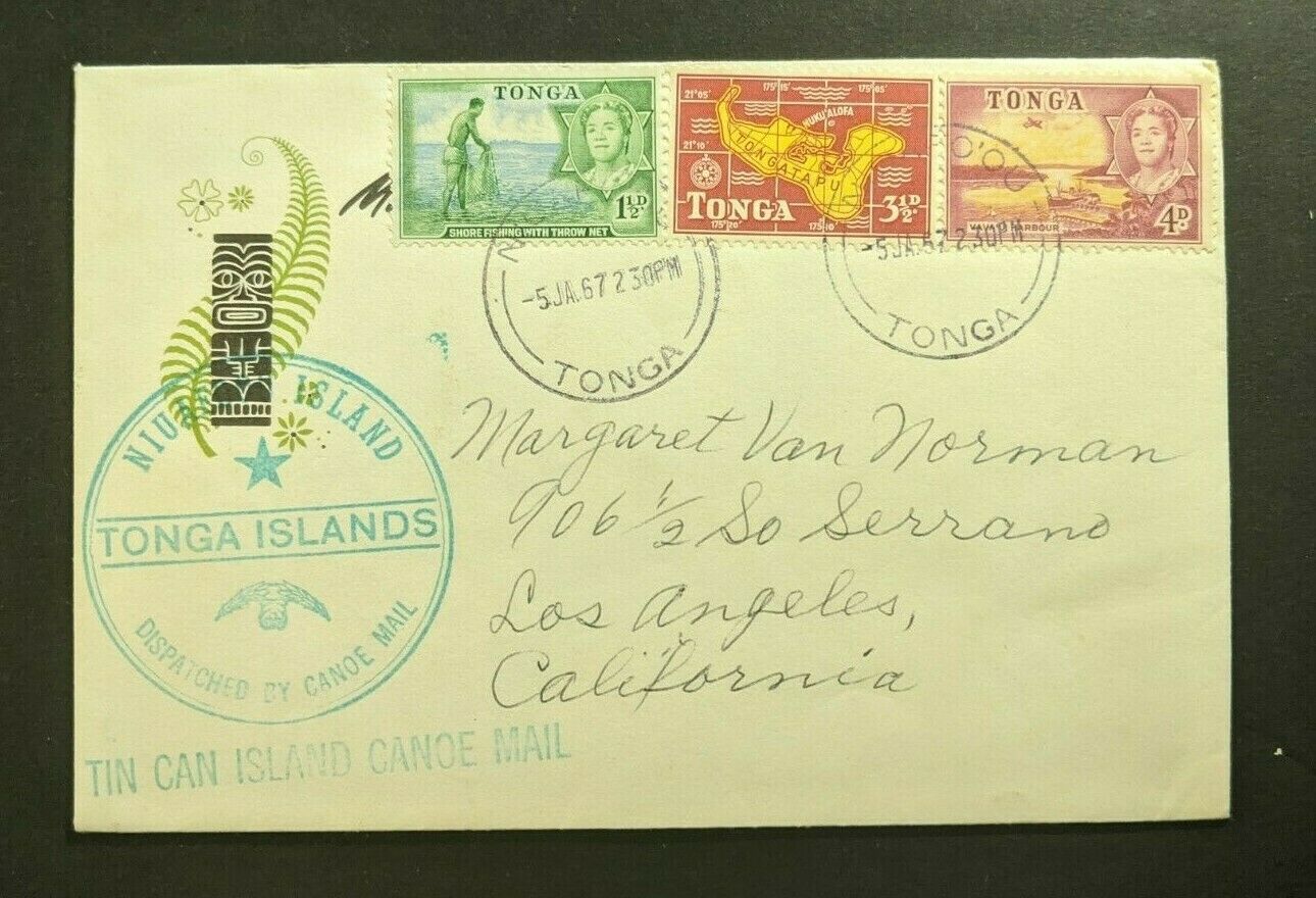 1967 Tin Can Canoe Cover Niuafoou Tonga to Los Angeles CA USA ...