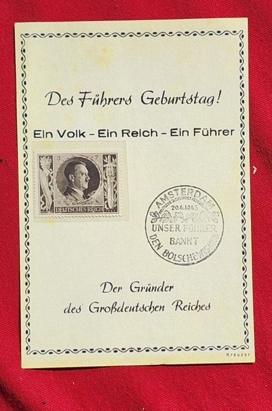 Nazi Germany Propaganda postcard Adolf Hitler birthday stamp Third ...