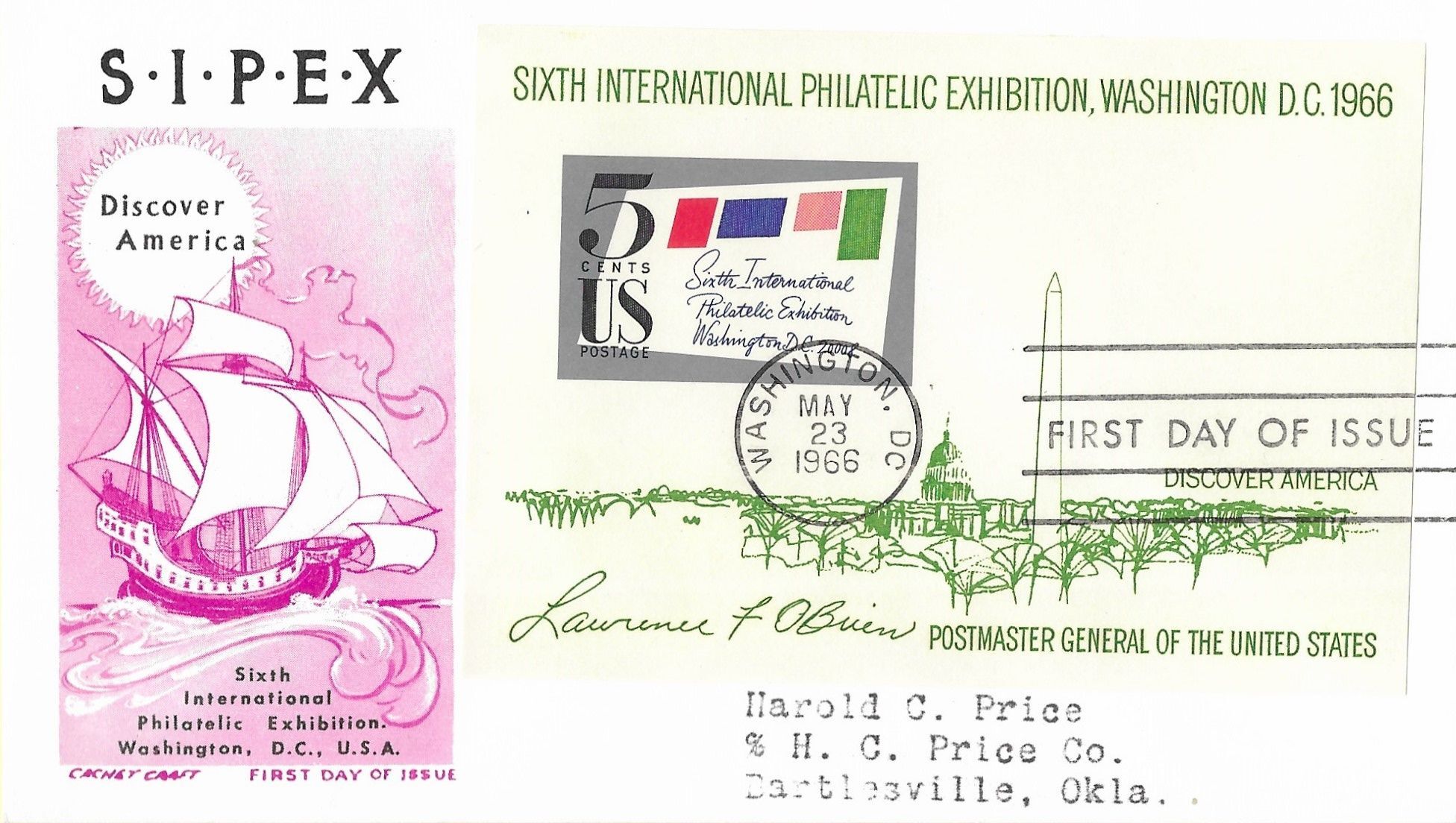 1966 FDC, #1311, 5c SIPEX S/S, Cachet Craft | United States, General ...