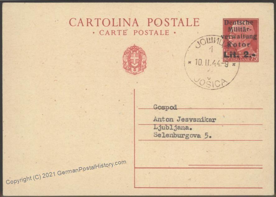 Germany 1944 WWII Kotor Cattaro Josica Postal Card Cover 103987 ...