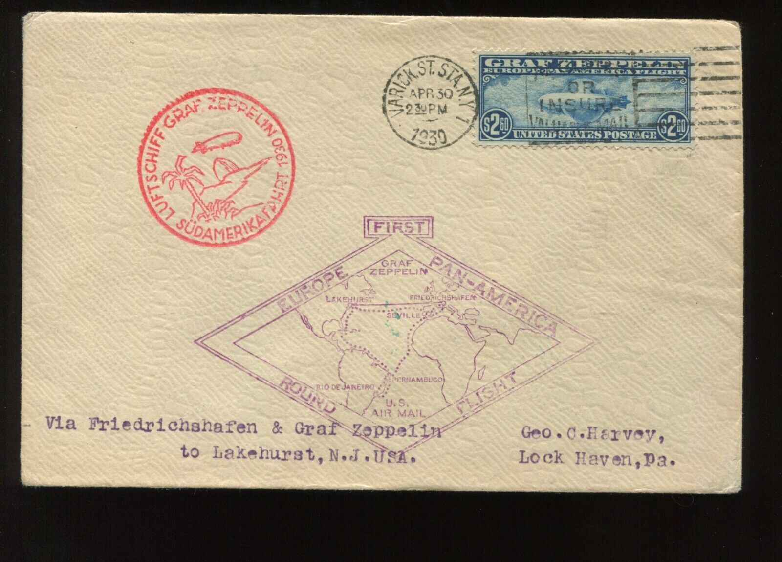 C13-C15 Graf Zeppelin Matched Set of First Flight Covers APR 30, 1930 ...