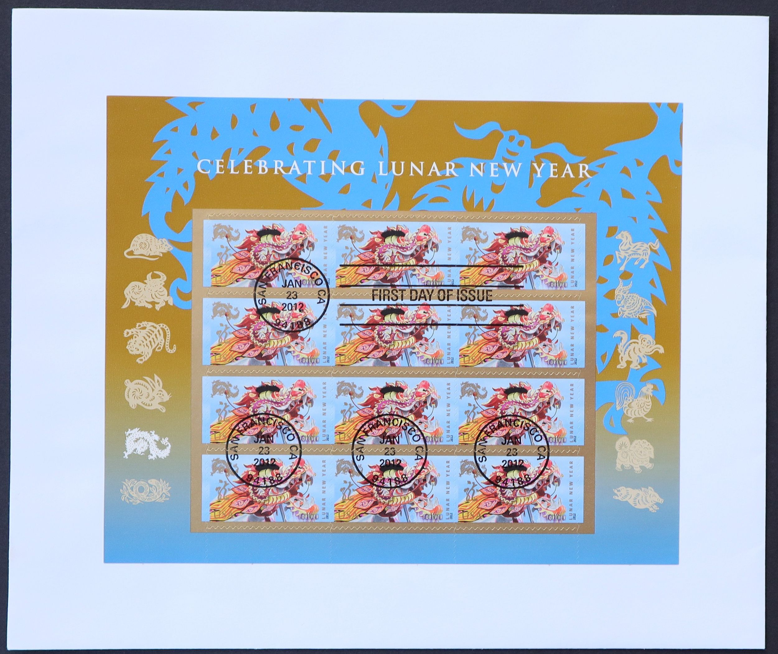 U.S. Used #4623 Lunar New Year - Dragon Sheet of 12 First Day Cover ...