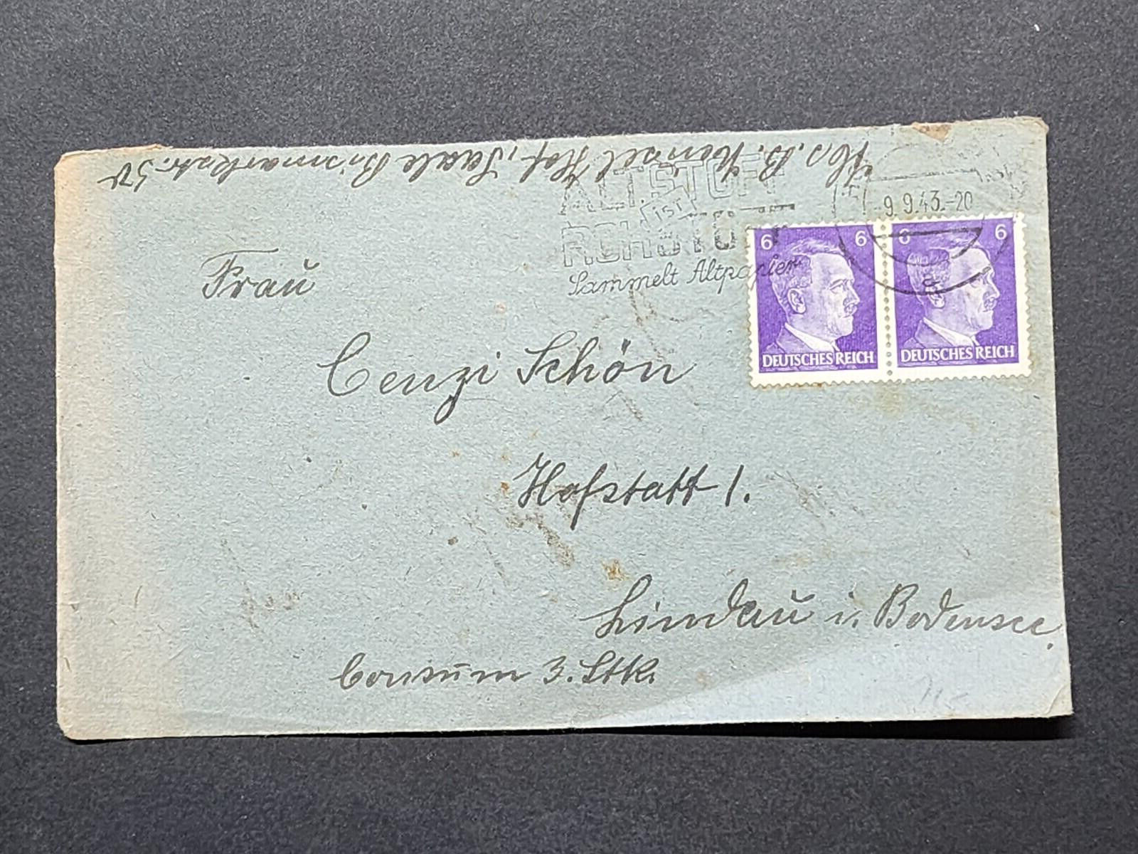 WW2 WWII German Germany Third Reich Cover Envelope w Adolf Hitler ...