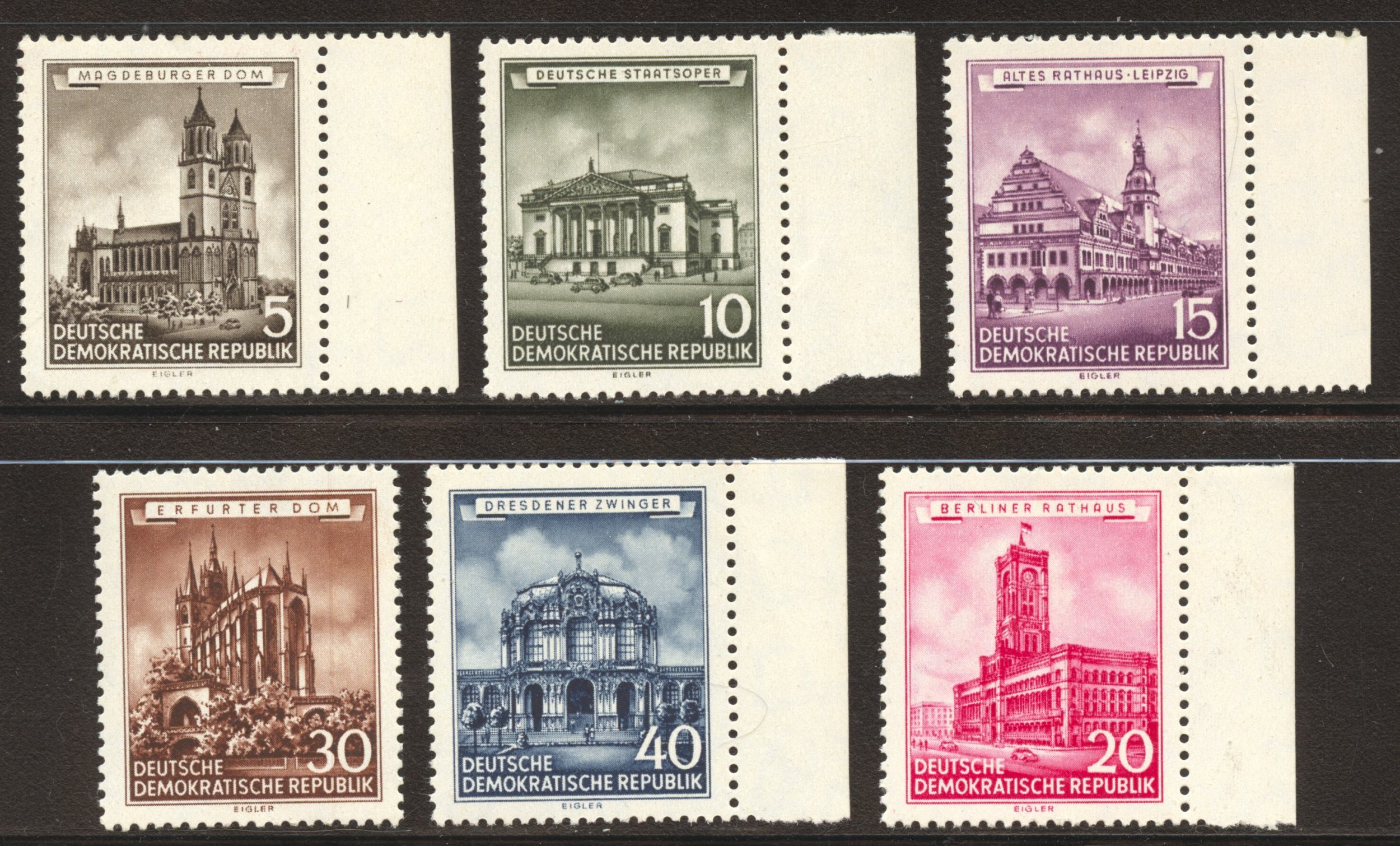 DDR Scott 265-70 MNHOG - 1955 German Buildings Set - SCV $9.85 | Europe ...