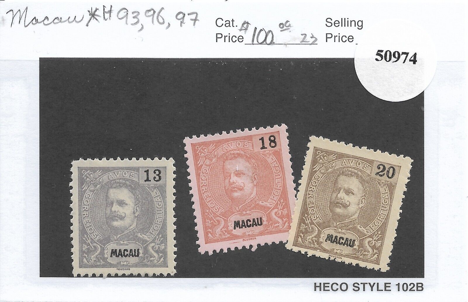 Macau: Sc #93, 96, & 97, MH (50974) | Asia - China, General Issue Stamp ...