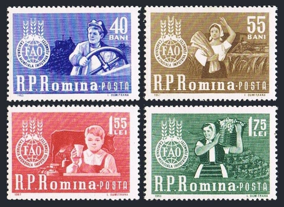 Romania 1536-1539,MNH.Michel 2126-2129. FAO 1963.Freedom from Hunger ...
