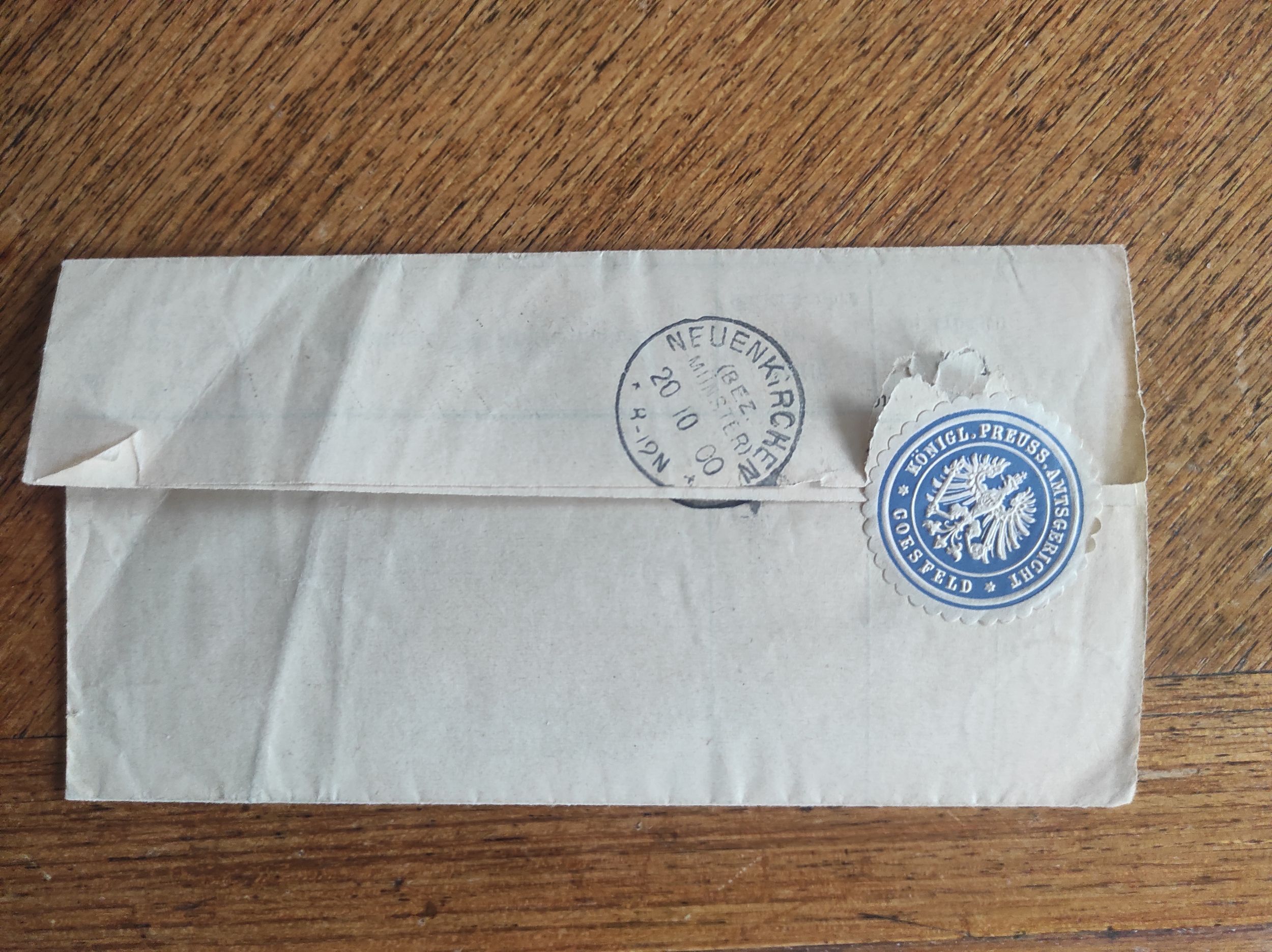 Letter from Regional Court Coesfeld 1900 seald with seald stamp ...