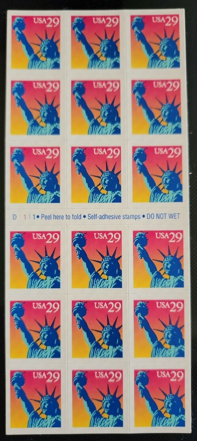 Scott #2599a 29¢ Statue of Liberty Booklet of 18 Stamps - MNH P#D1111 ...