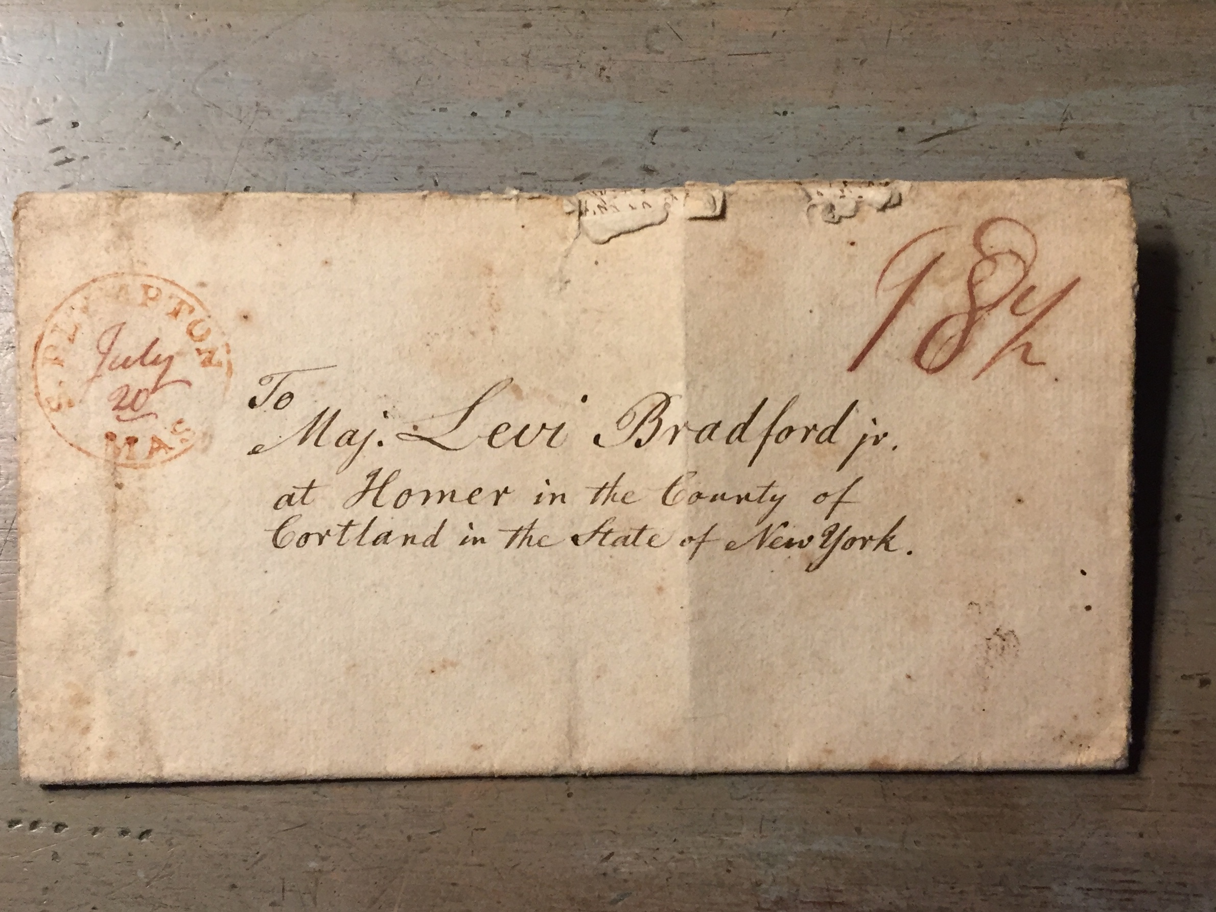 1821 letter to major Levi Bradford / HipStamp