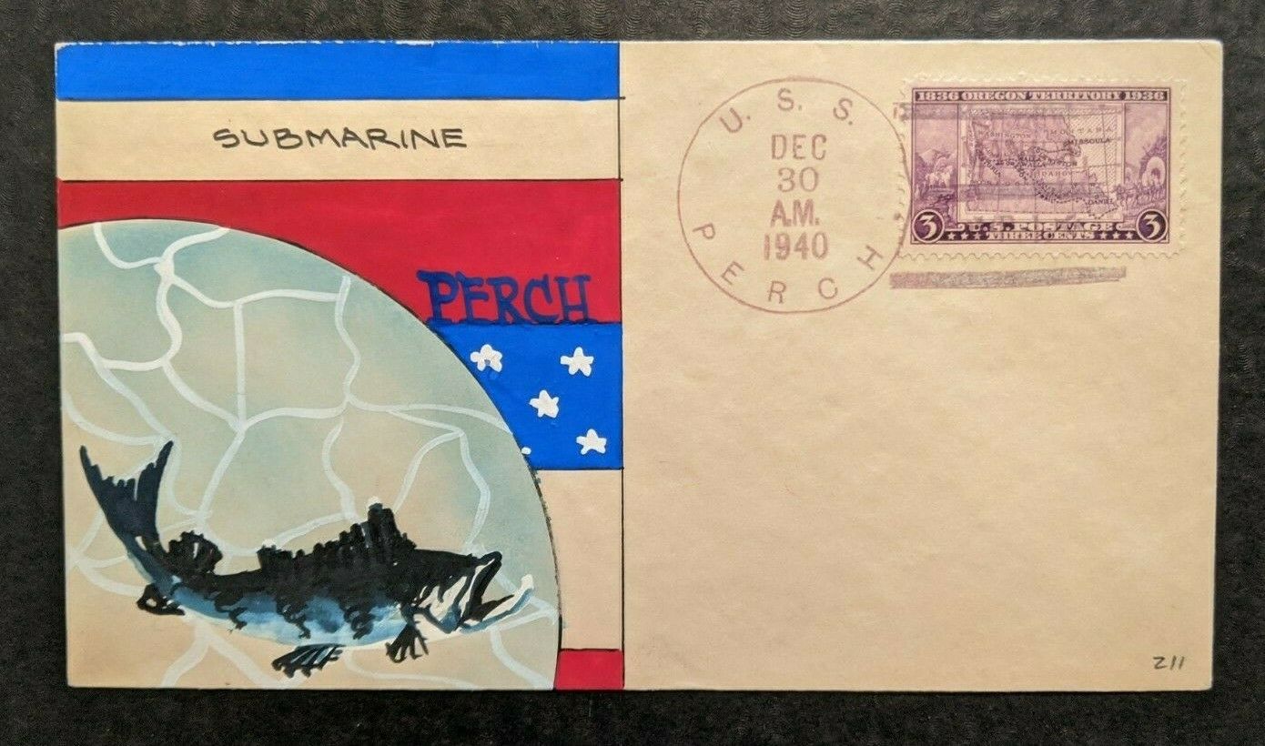 1940 Hand Painted USS Perch Submarine Weigand Manila Philippians Naval ...