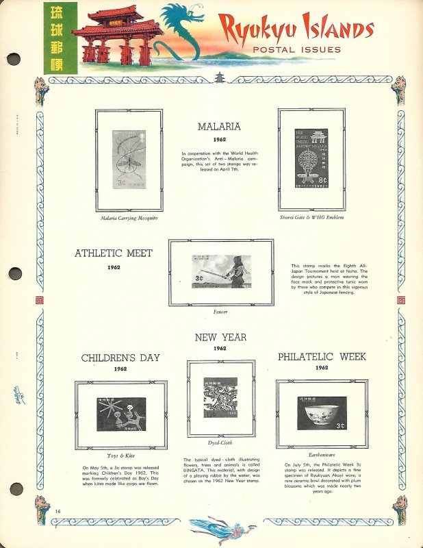 White Ace Ryukyu Islands Stamp Album used; 44 pages (1948-1972) / HipStamp