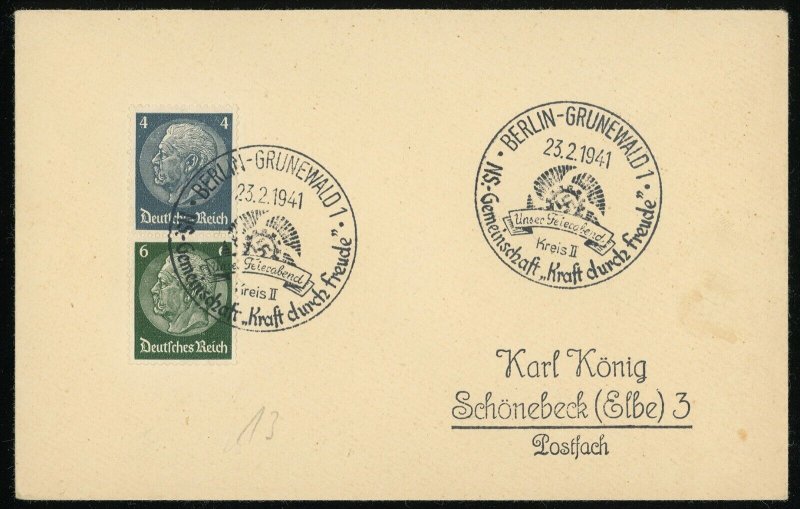 Germany Berlin Strength Through Joy 1941 Hindenburg Se-Tenant Postage ...
