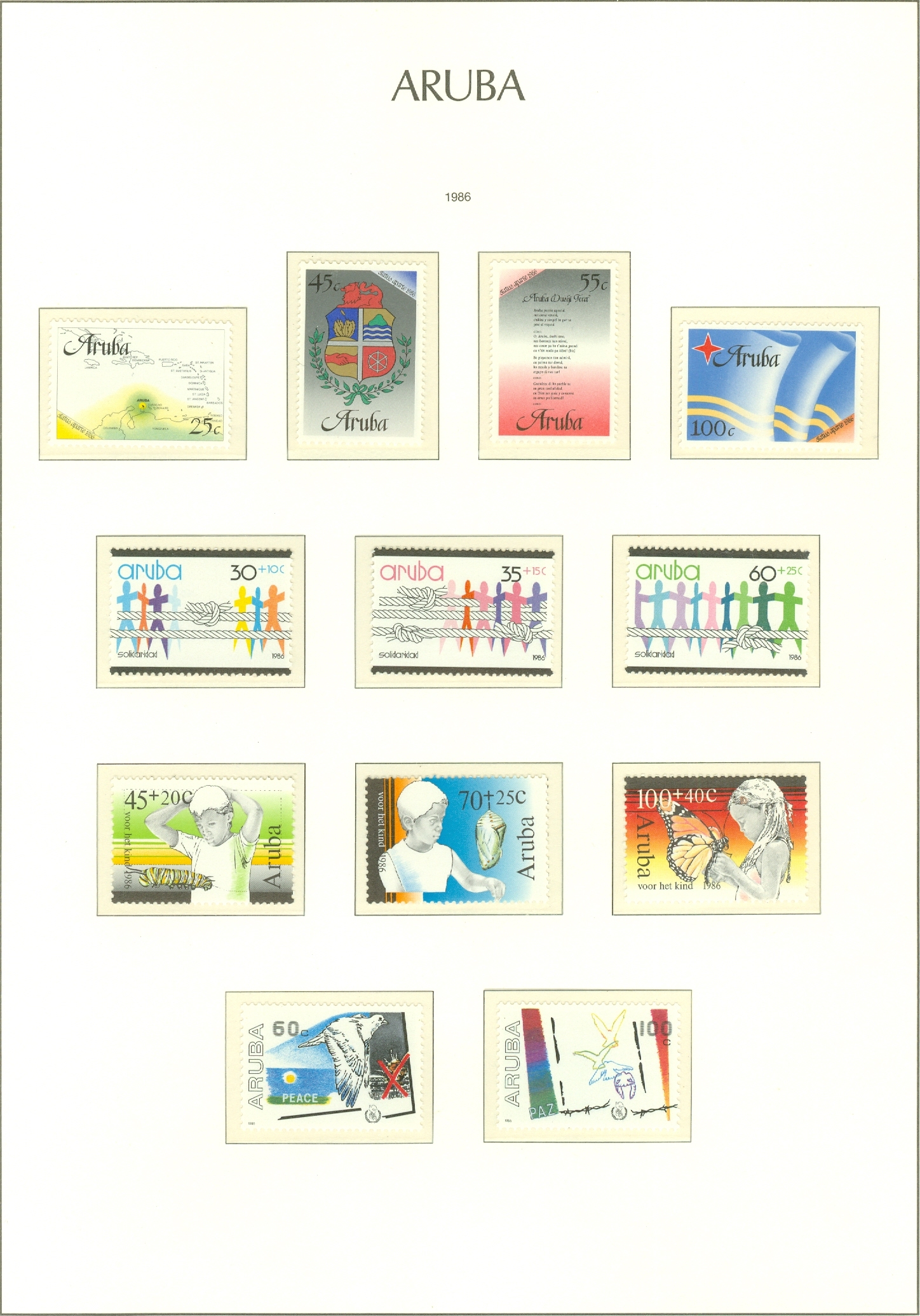 collection on pages Aruba 1986-89 mostly complete MNH CV $118 ...