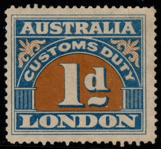 1930's Australia London 1d Customs Duty Unused 75% Original Gum ...