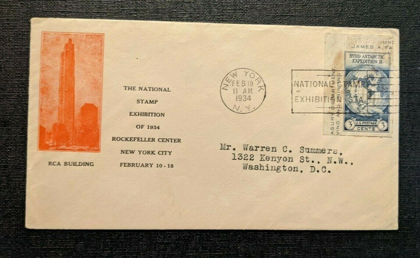 1934 National Stamp Exhibition Rockefeller Center 735 6 FDC Cover New ...