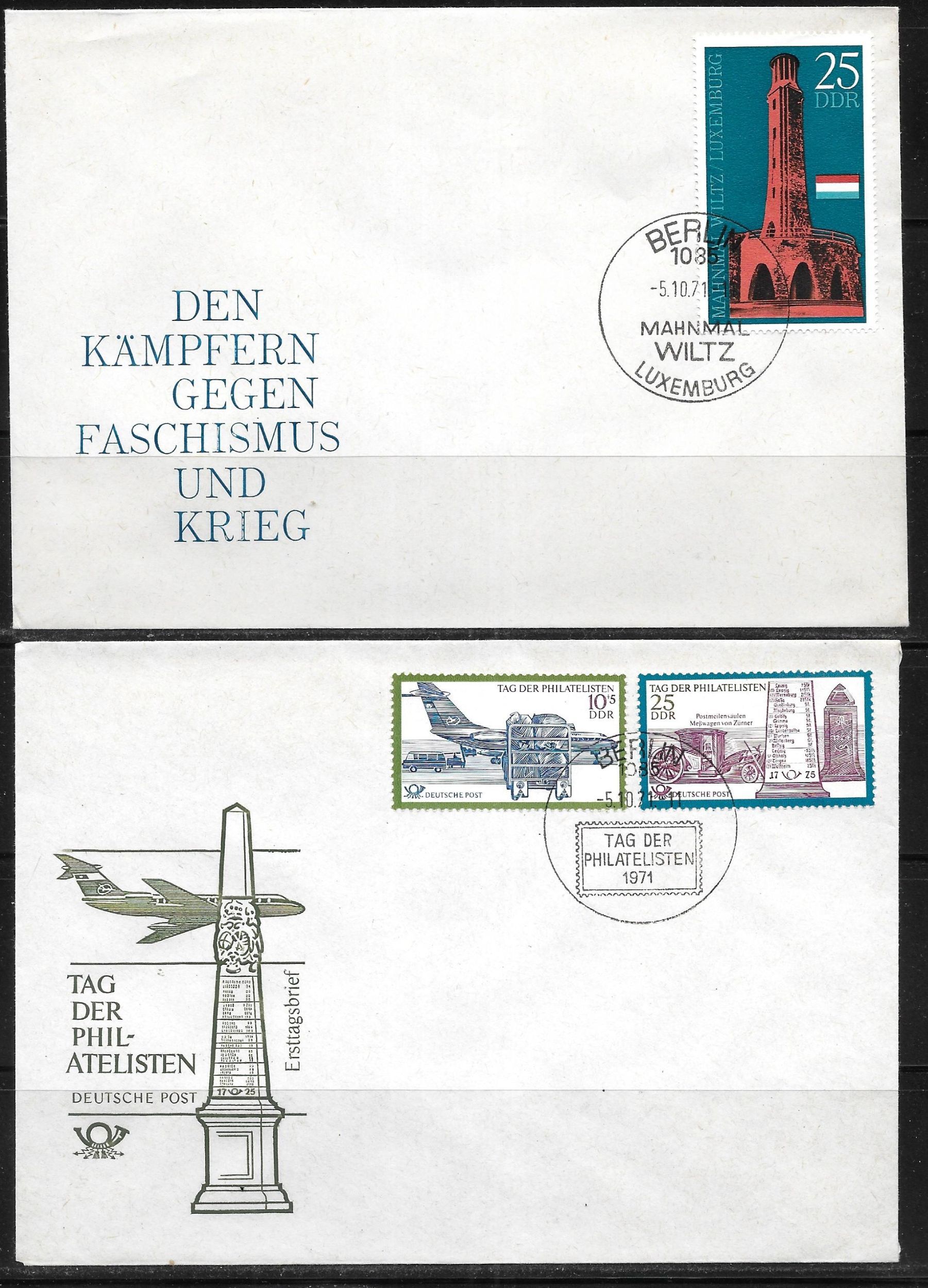 DDR German Democratic Republic 1971 FDC's 1326, 1327, 1328, 1329 B162 ...