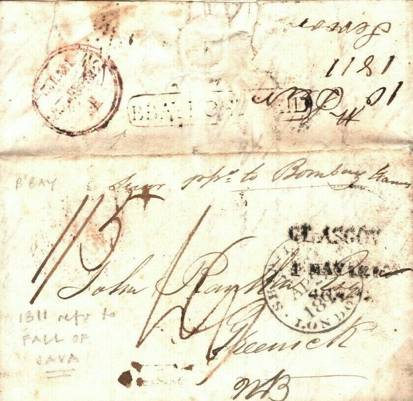 INDIA Cover WARS 1811 *BRITISH INVASION JAVA* Batavia DEI London SHIP ...