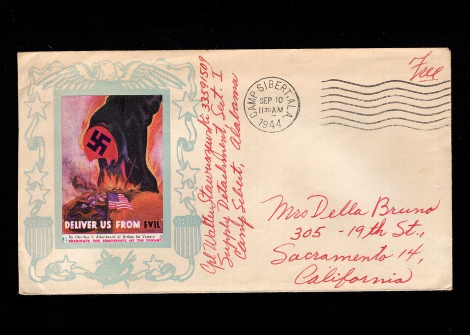 USA WWII Patriotic Swastika Heel Cinderella Camp Sibert AL Soldier 1944 ...