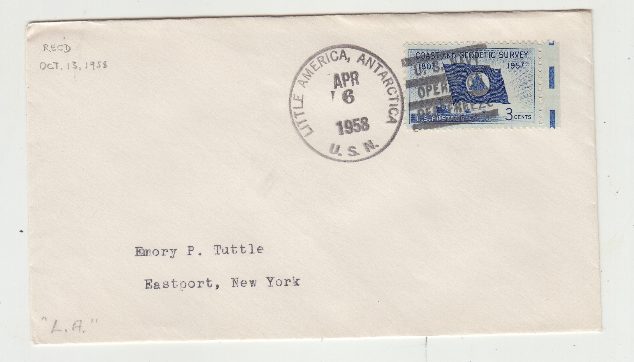 Z6089 JL Stamp 1958 u.s.n. little america antarctic cover clean ...