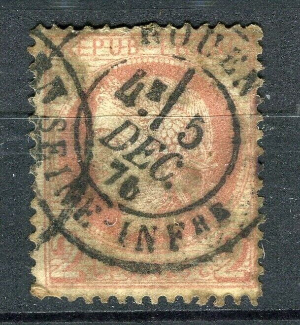 FRANCE; 1870s early classic Ceres issue fine used 2c. value + POSTMARK ...