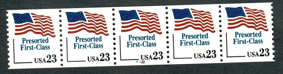 #2605 Presorted Flag #A222 MNH plate number coil PNC5 | United States ...