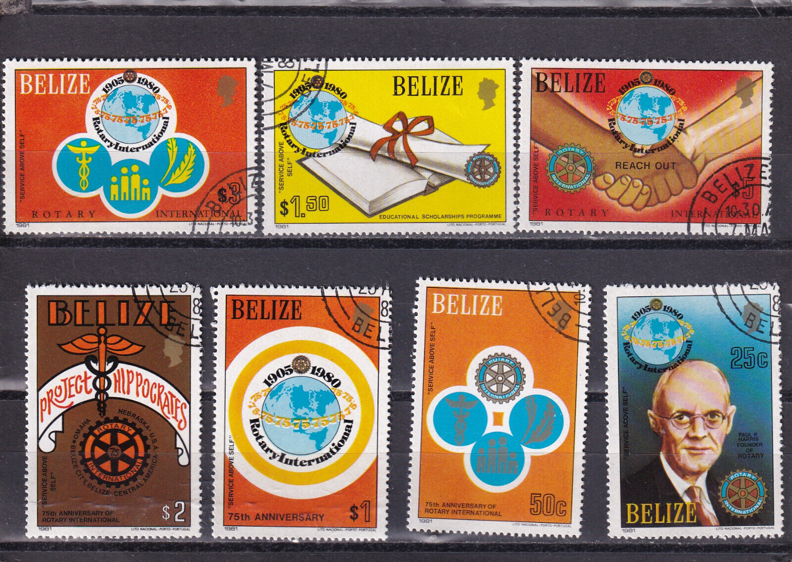 LI03 Belize 1981 The 75th Anniversary of Rotary International used ...