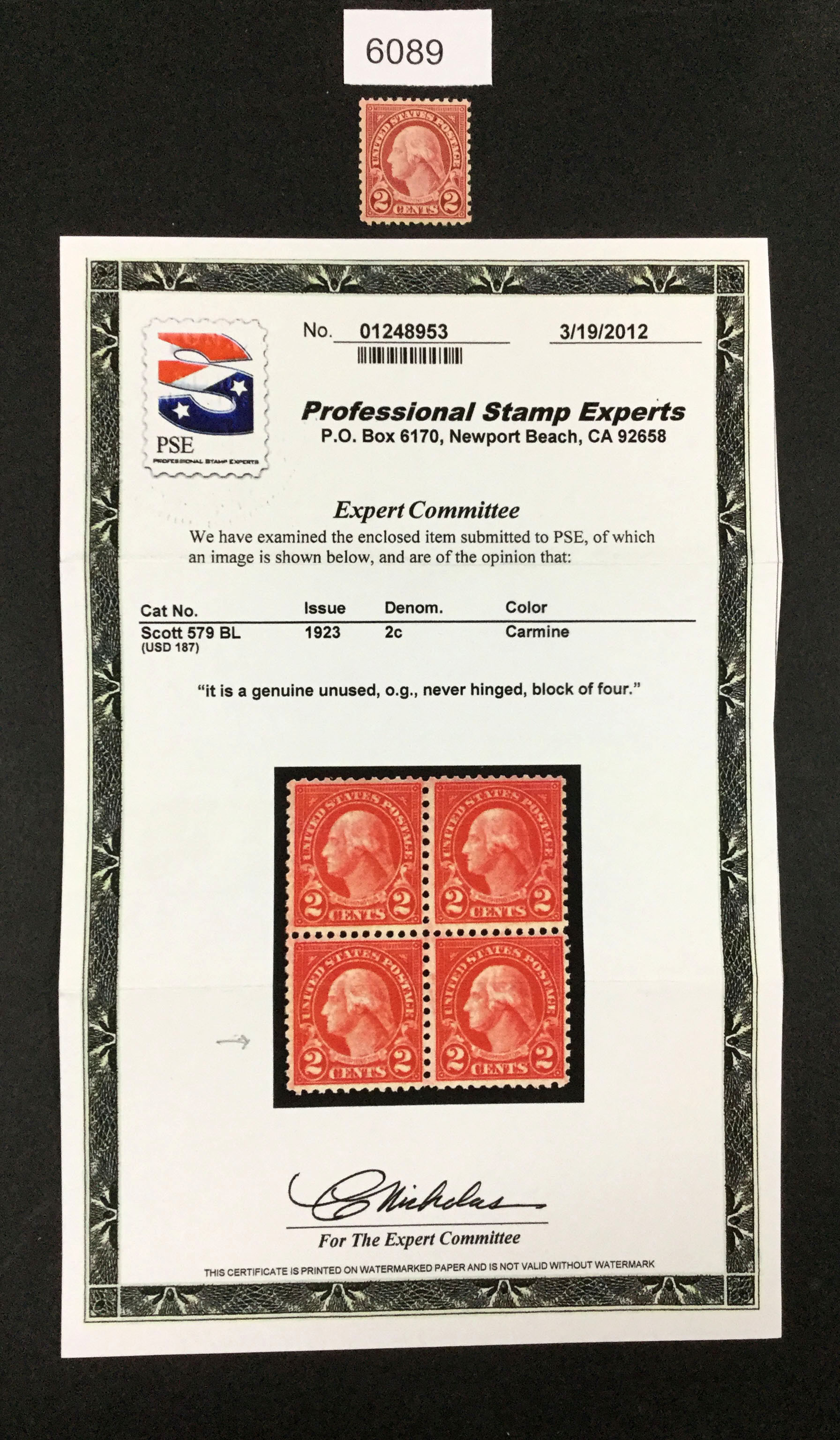 US Stamps # 579 Mint OG NH **Pse Cert** LOT #6089 | United States ...