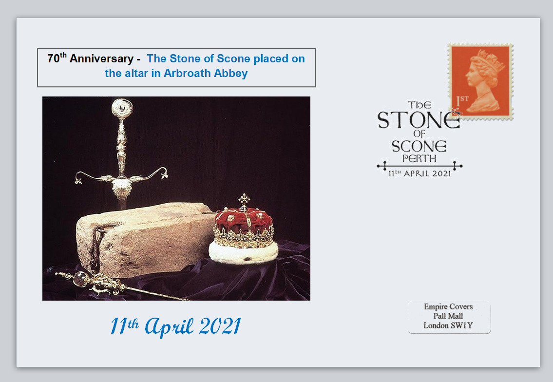 GB 2021 70th ann stone of scone return to arbroath abbey royalty postal ...