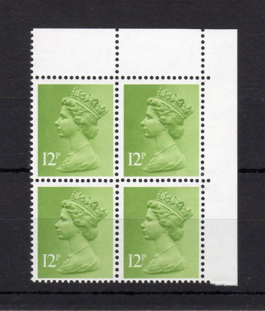 12p Machin Unmounted Mint Block of 4 EX Wedgwood Booklet With Phosphor ...