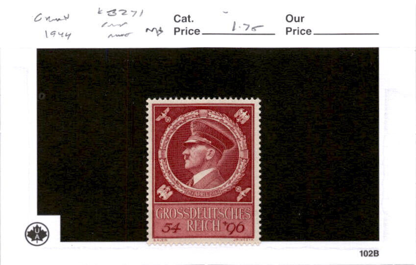Germany, Postage Stamp, #B271 Mint NH, 1944 World War II Hitler (AC ...