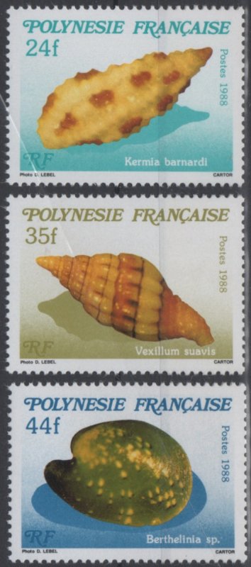 FRENCH POLYNESIA Sc. 492-4 Sea Shells 1988 MNH / HipStamp