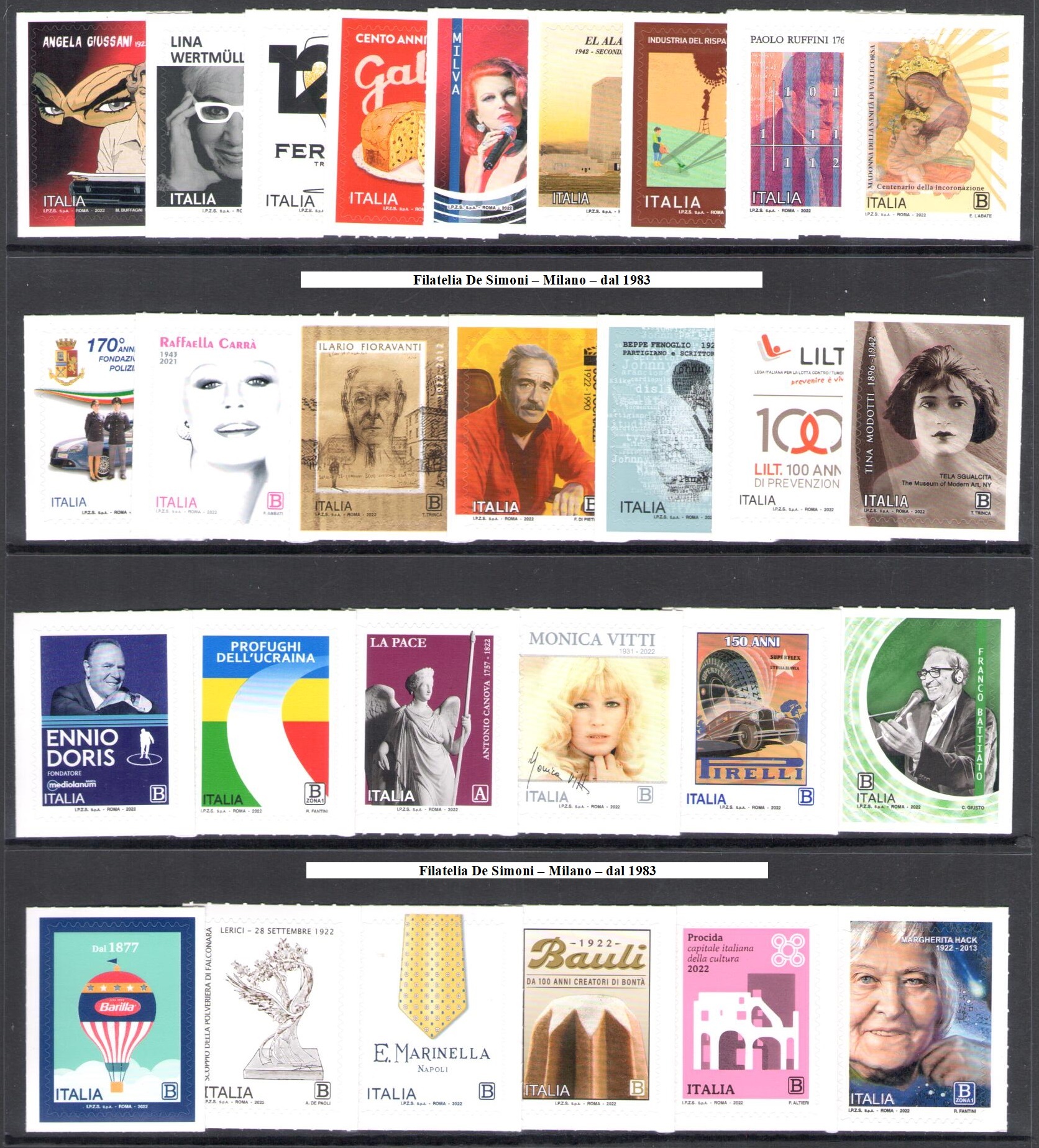 2022 Italy Republic, Full Year, New Stamps, 90 Values + 4 Sheets + 2 ...