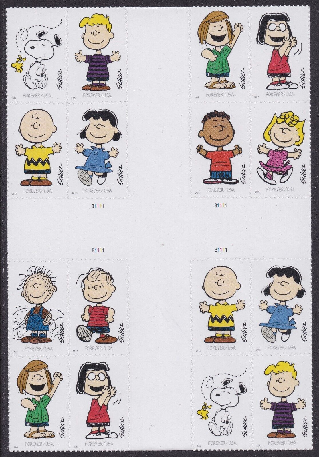 US 5726-5735 5735b Charles M Schulz forever cross gutter block 16 MNH ...