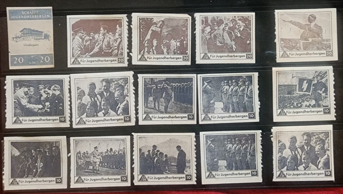 Nazi Germany Third Reich stamps set Adolf Hitler visit youth BDM camp ...