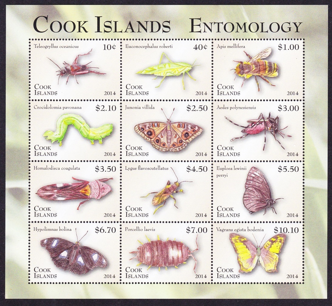 Cook Is. Insects Beetle Dragonfly Definitives Part 2 Sheetlet 2014 MNH ...