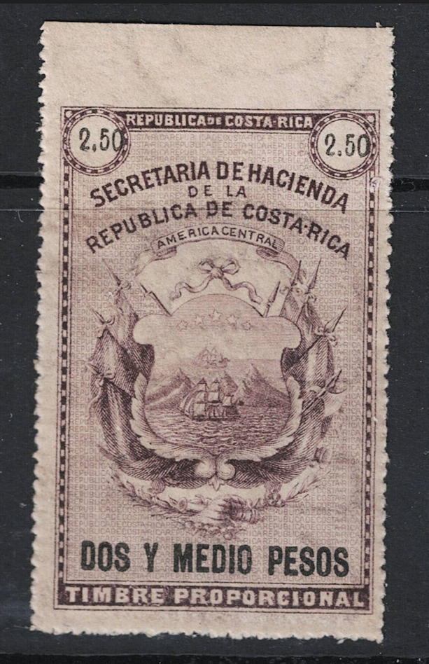 Costa Rica 1870 Revenue 2.50 Peso Mint Hinged / HR - S28610 | Central ...