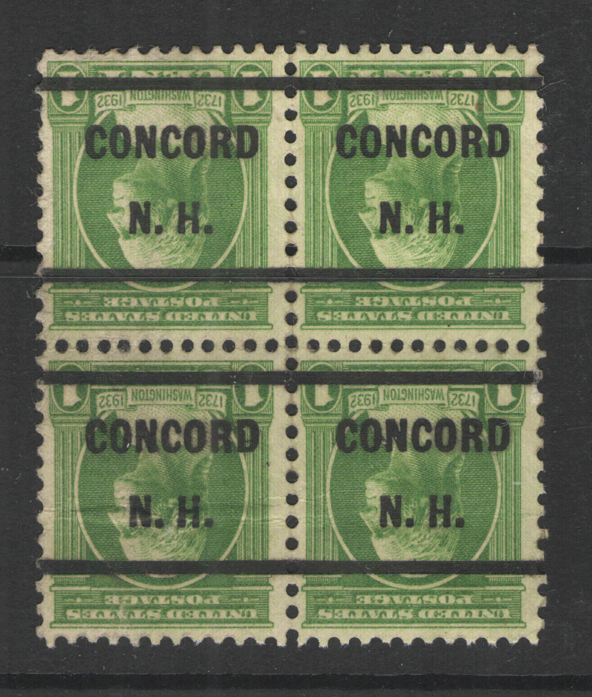 US 1932 Sc# 705 MH DG VG - Block 4 Concord N.H. Precancel | United ...