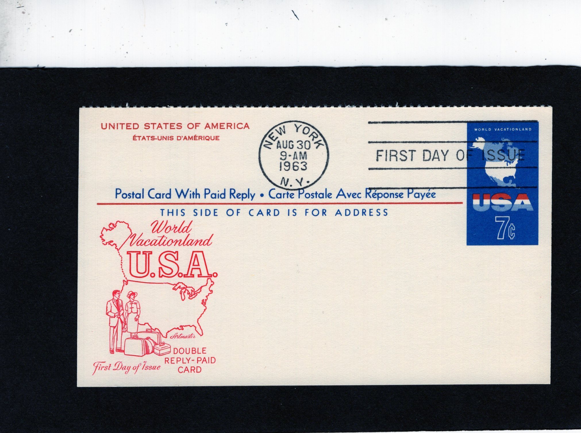 UY19m Map of North America, FDC Artmaster less reply card | United ...