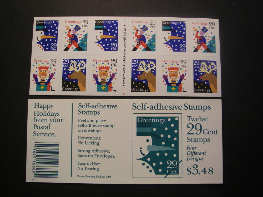 Scott 2802a, 29c Christmas, Booklet pane of 12, #V111 1111, MNH Beauty ...
