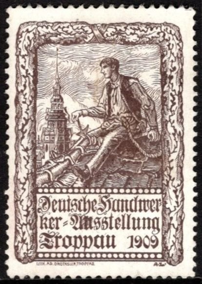 1909 Germany Poster Stamp German Craftsmen's Exhibition In Troppau ...