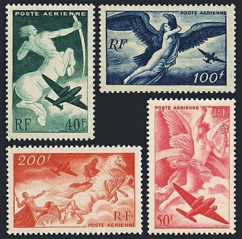 France 1946 Airmail with Famous Stories (4v Cpt) Fine MNH with High CV ...