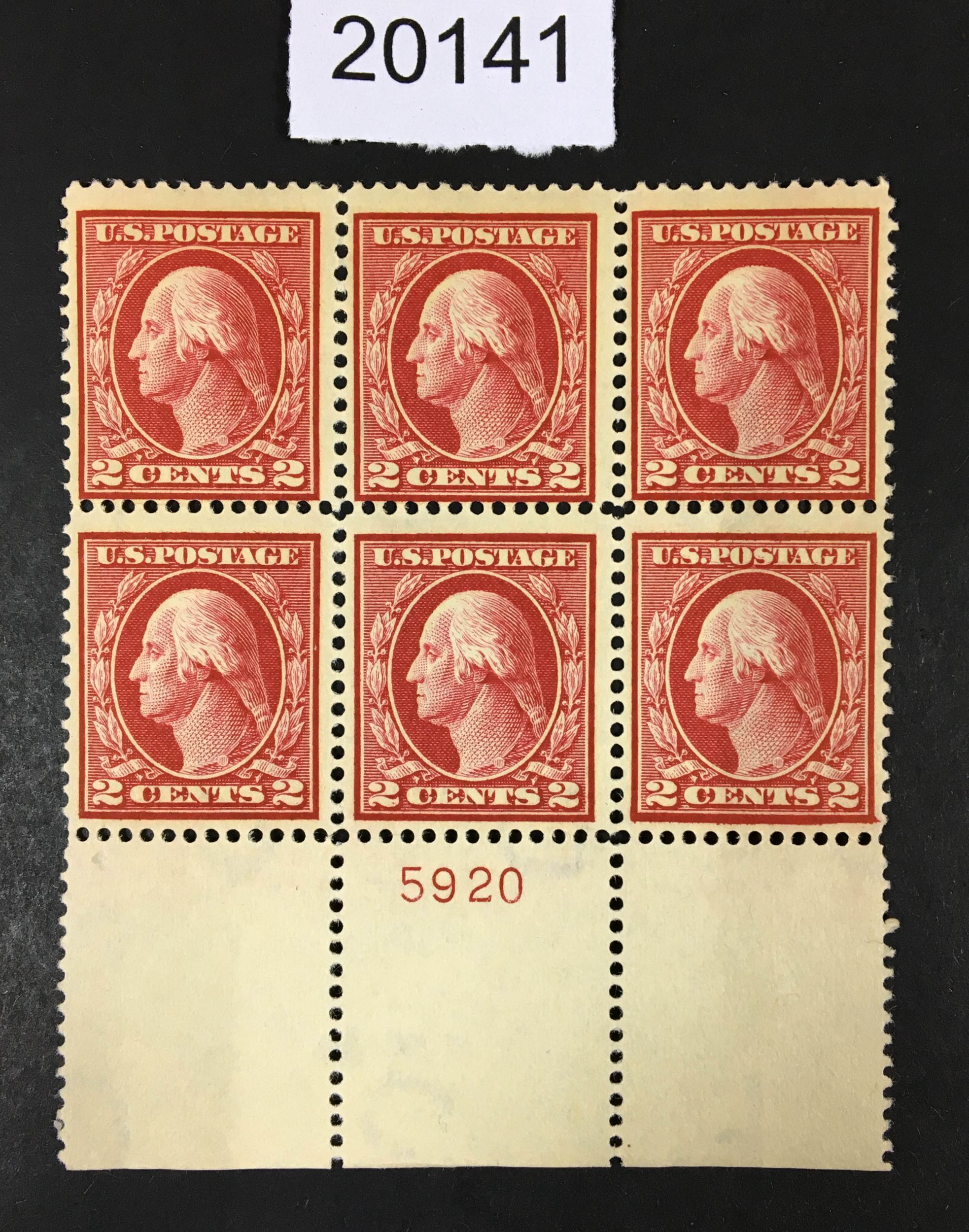 US Stamps # 406 Wide Bottom Plate Block of 6 Mint OG NH $200 LOT #20141 ...