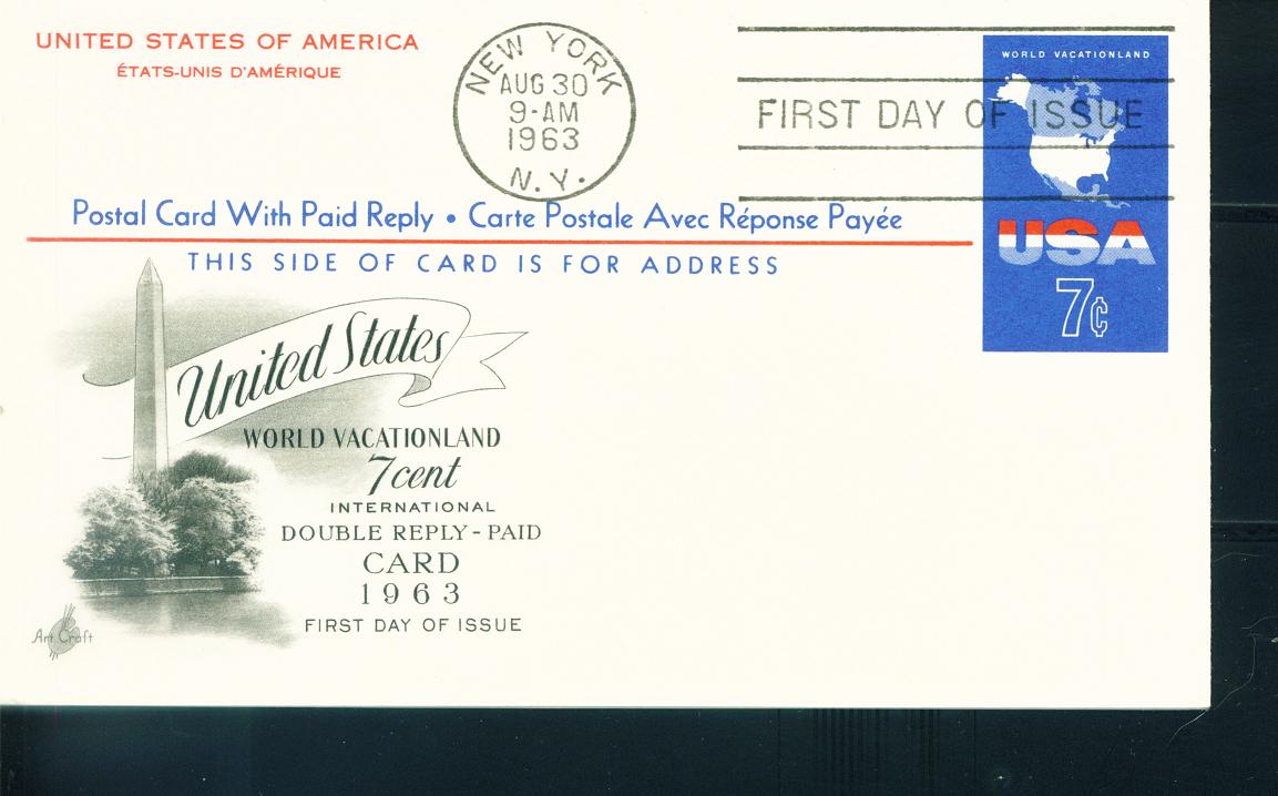 US Sc# UY19 FDC USA Map Art Craft | United States, Postal Cards - Paid ...