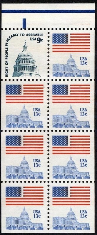 SC#BK131 Booklet: 13¢ Flag Over Independence Hall & 9¢ Capitol Dome ...