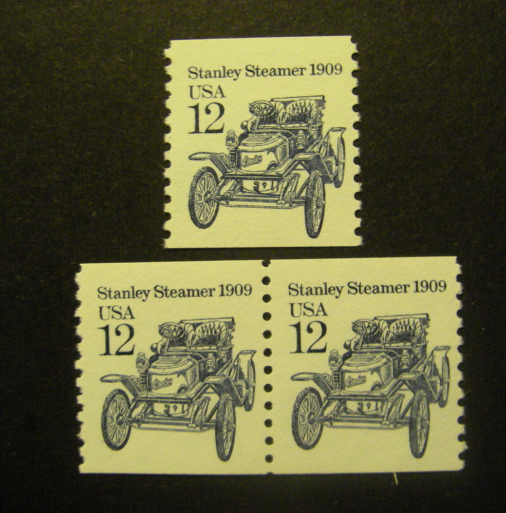 Transportation Coils II, Scott 2132, 12c Stanley Steamer, Pair & single ...