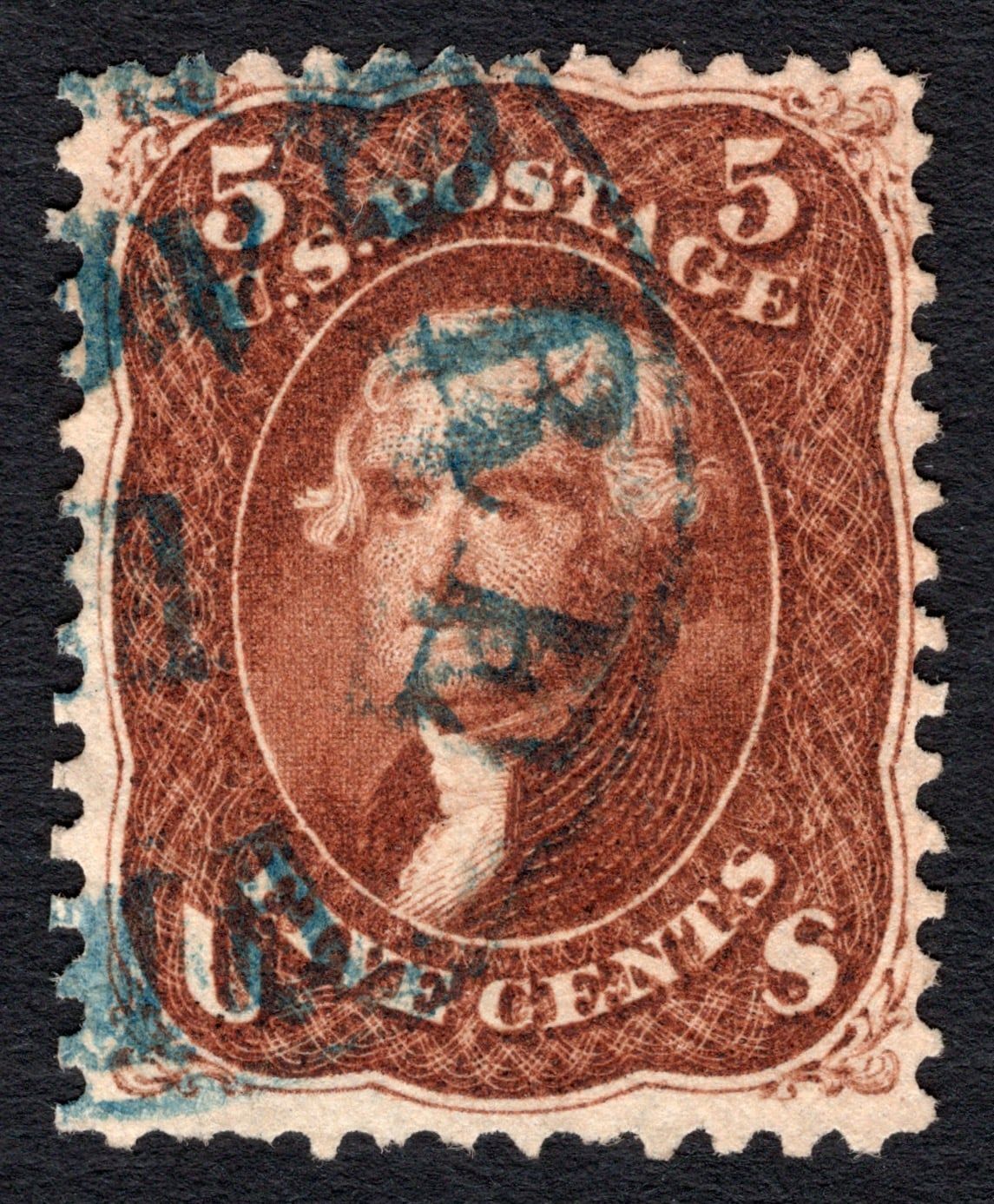 Scott 75 Var, Scarce Dark RED Brown Variety, PF Cert., Cv=$1,030 ...
