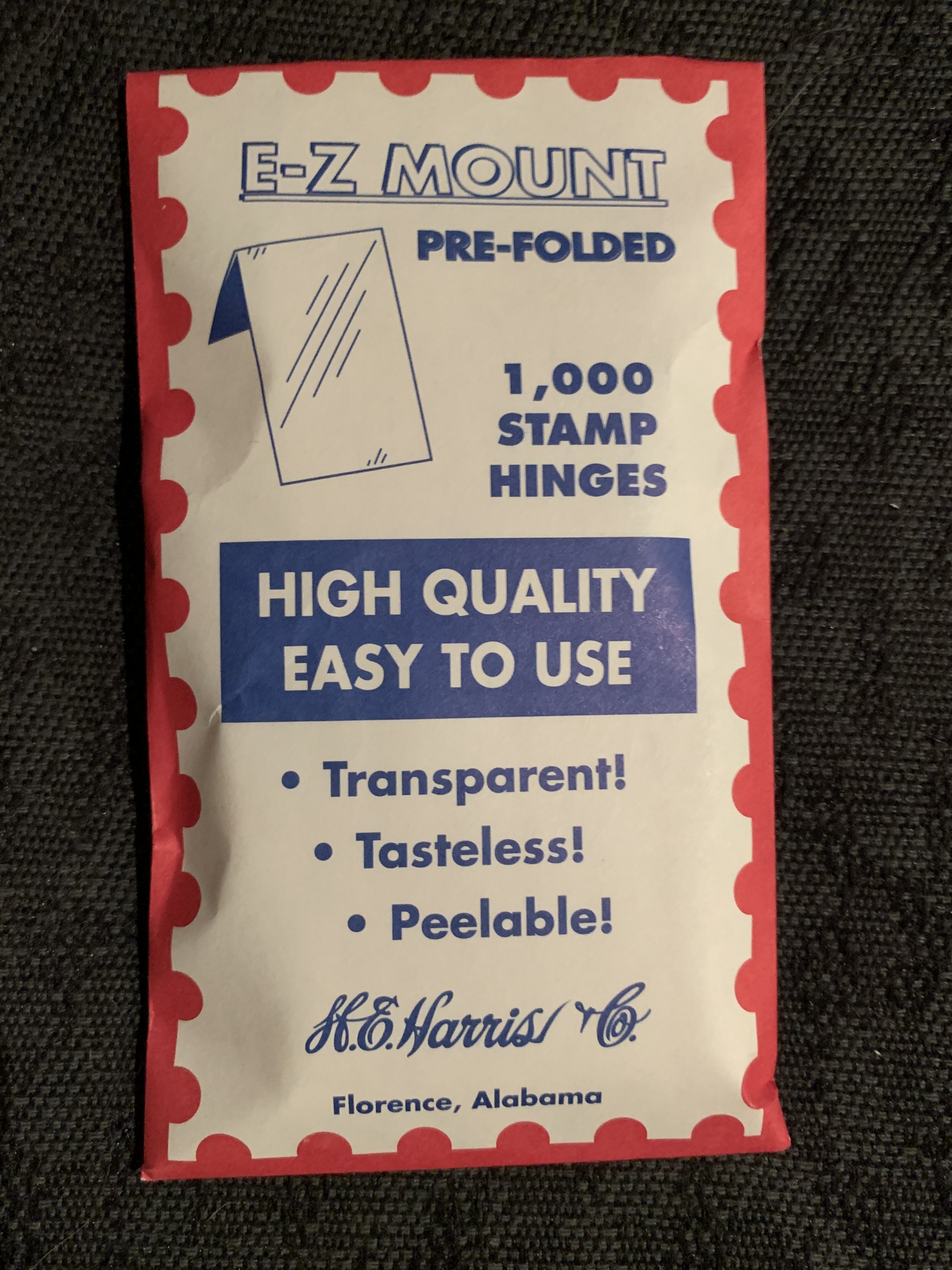 H.E. Harris Prefolded Stamp Hinges E-Z Mount - 1000 Trasparent PRE ...